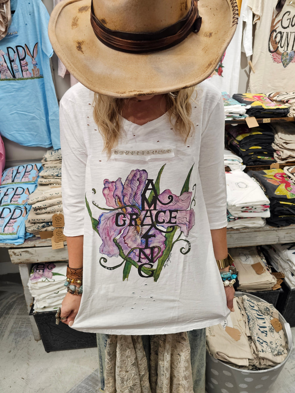 Amazing Grace Tattered Tee – A Rare Bird Retail